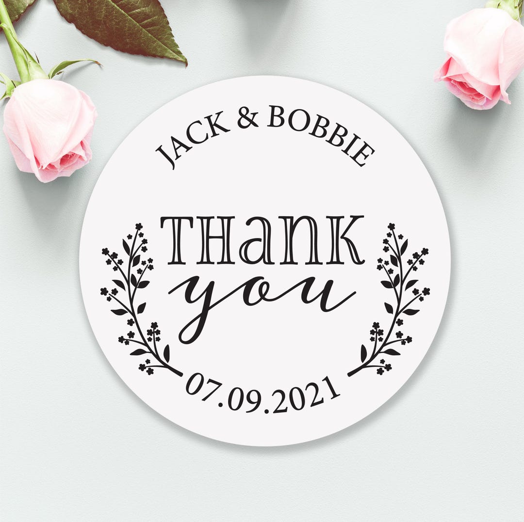 THANK YOU LABELS - Personalised With Your Names Date, Wedding Day ...