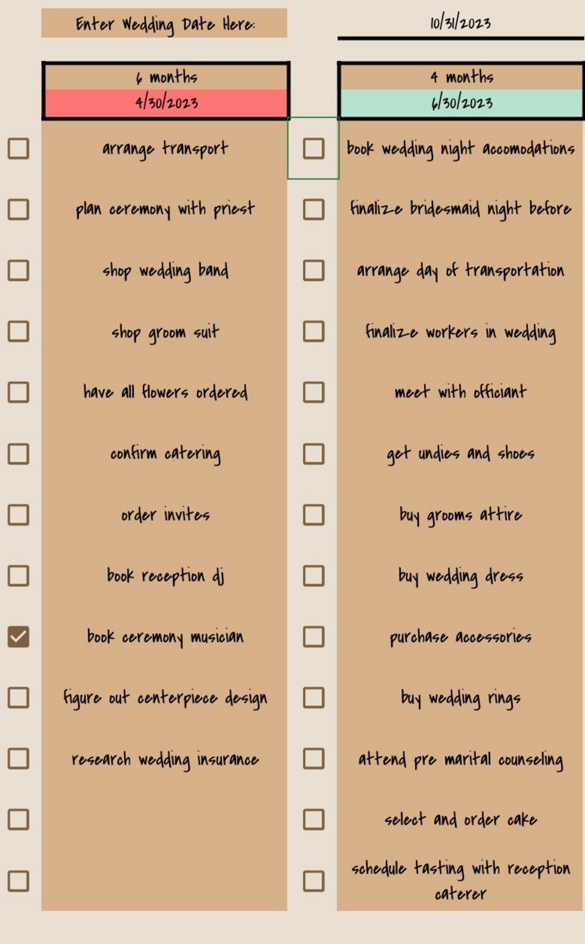 Wedding Timeline Organizer With Countdown - Etsy