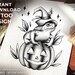 Tattoo Design - Cute Toad Witch Hat and Pumpkin Feminine,fineline ...