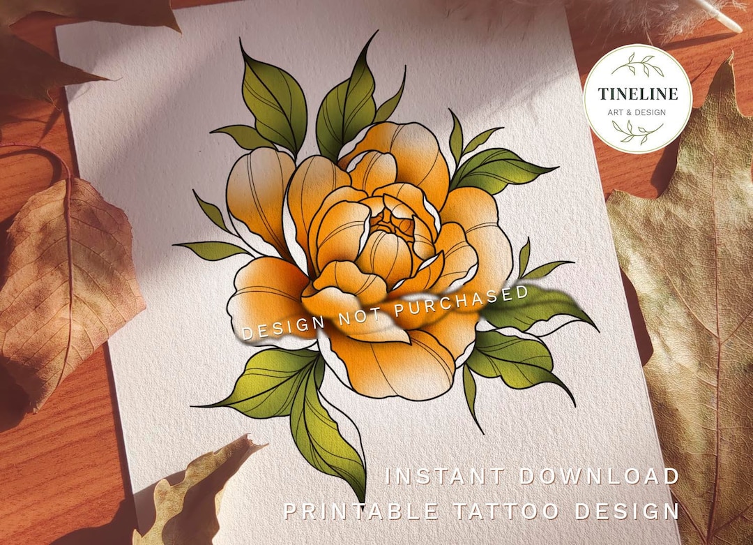 Instant Download - Yellow Orange Color Tattoo Design Neotraditional ...