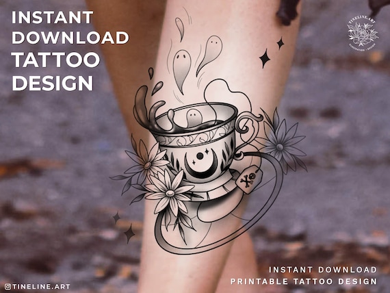 Tea Cup Tattoos Teacup And Teabag Temporary Tattoo (set Of 3) Etsy