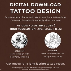 Tattoo Design - Floral Rooster Chicken With Wheat Feminine,fineline ...