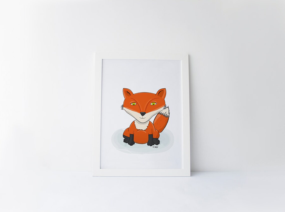 Cute Fox Printable, Fox Illustration, Cute Fox Illustration, Fox ...
