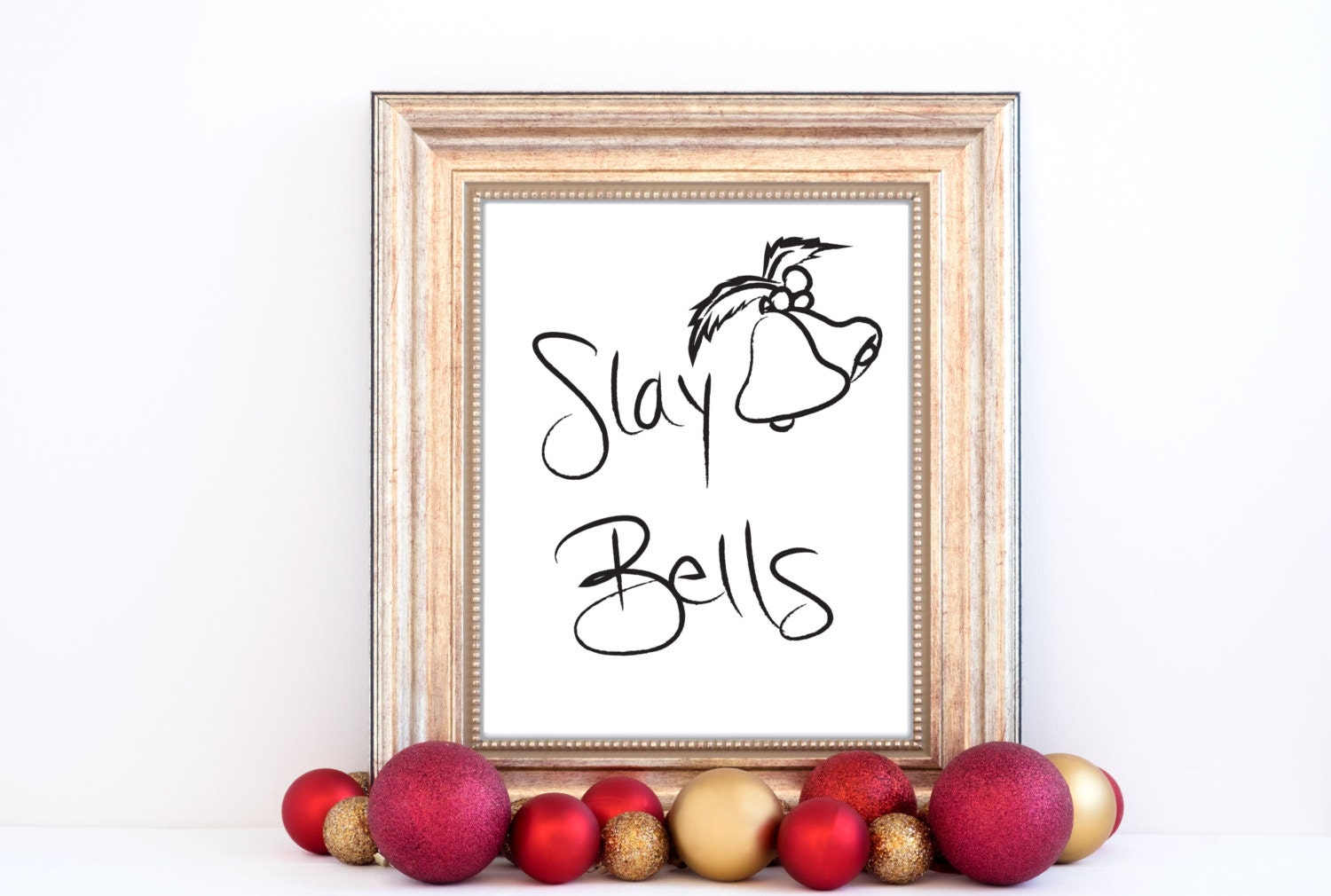 Christmas Print, Funny Christmas Print, Slay Bells Print, Slay Art ...