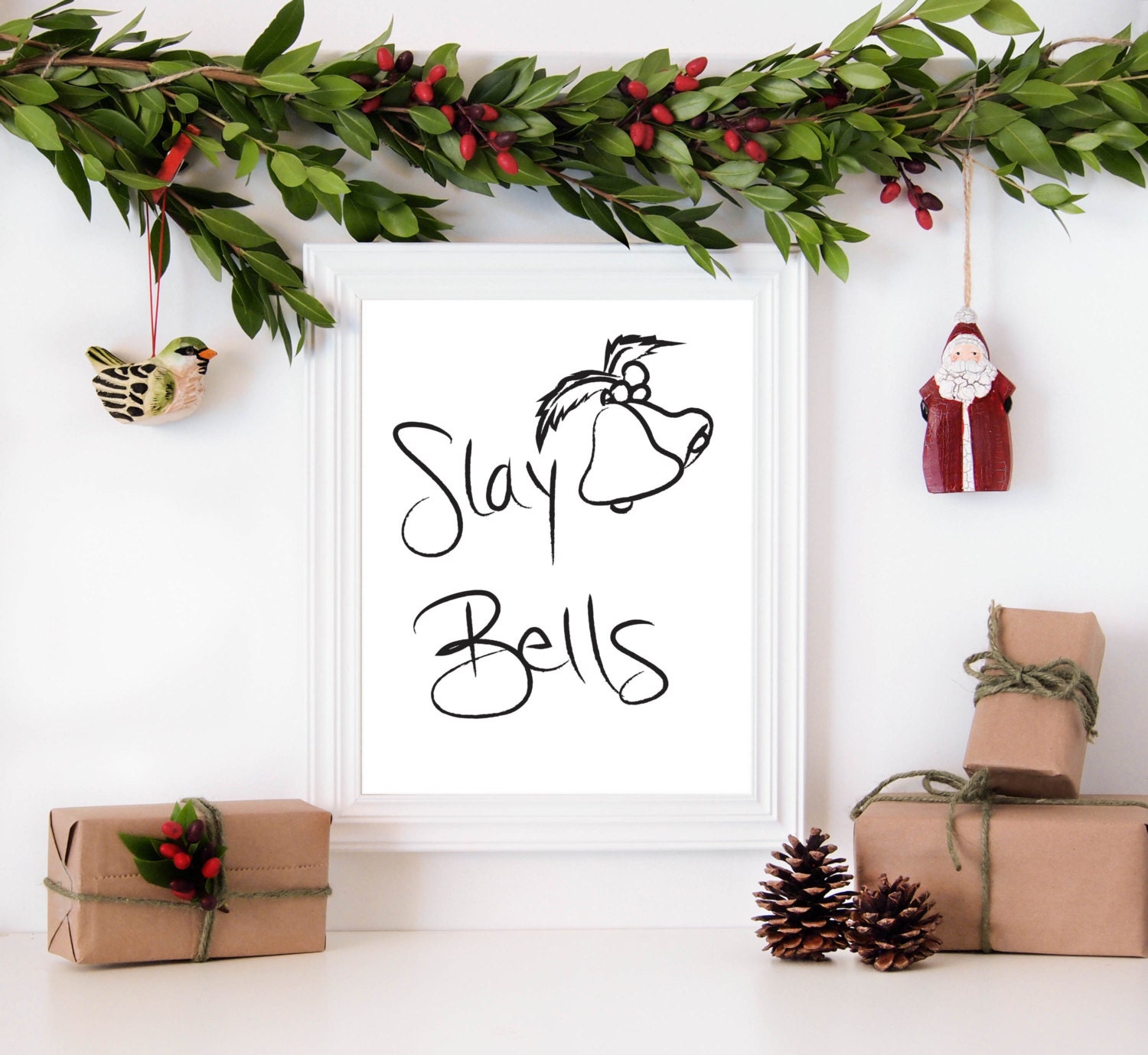 Christmas Print, Funny Christmas Print, Slay Bells Print, Slay Art ...