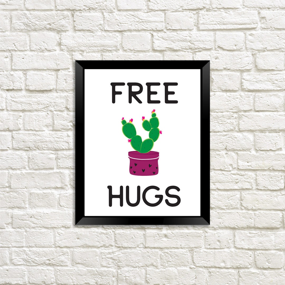 Free Hugs Cactus Poster, Cactus Poster, Cactus Print, Free Hugs Cactus ...