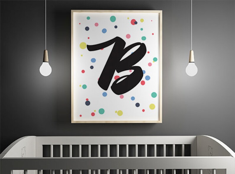 Letter B Print, Nursery Art, Polka Dot Letter, Nursery Decor, Nursery ...