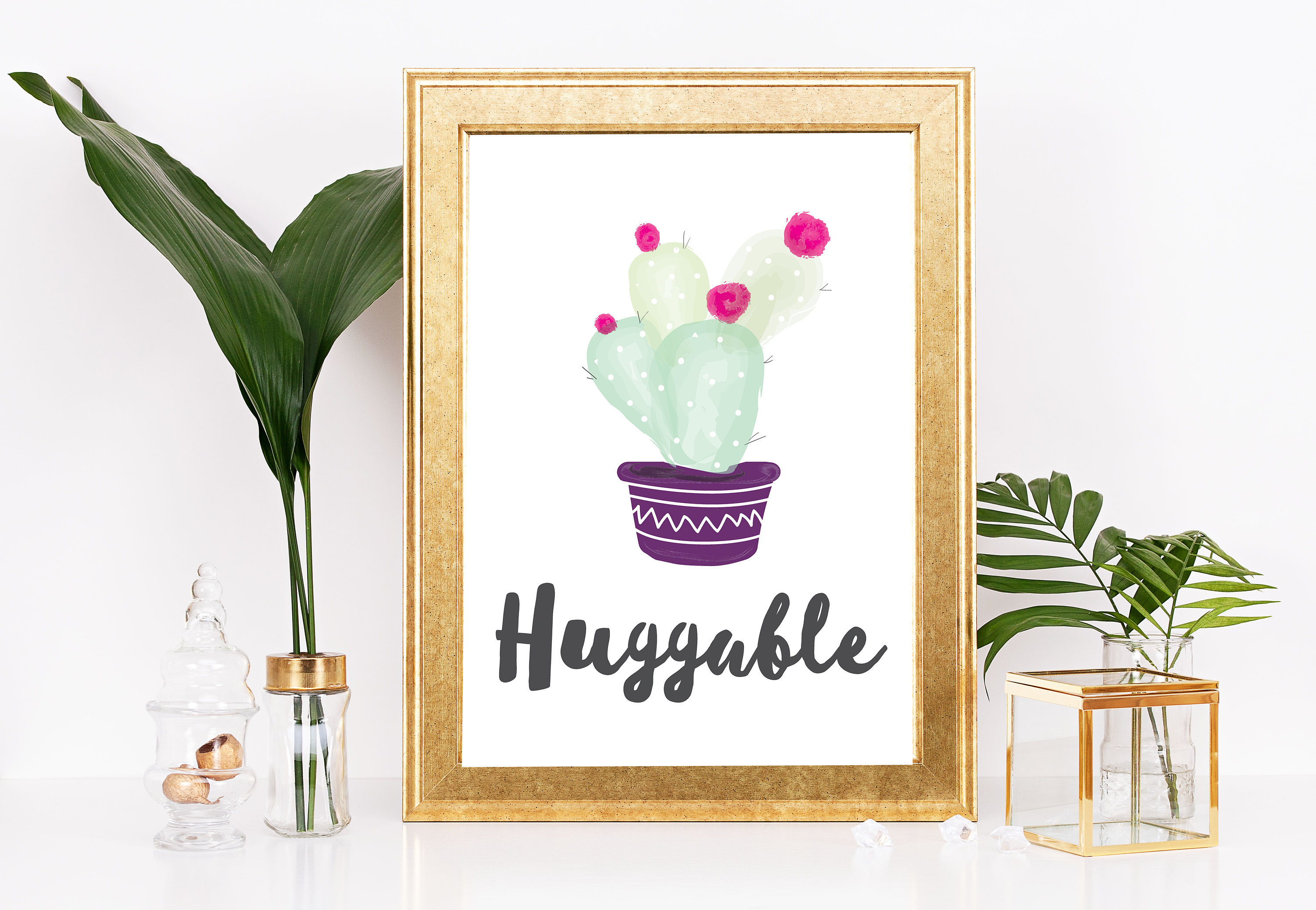 Cartel de cactus, Cactus imprimir, suculento cartel imprimir acuarela ...