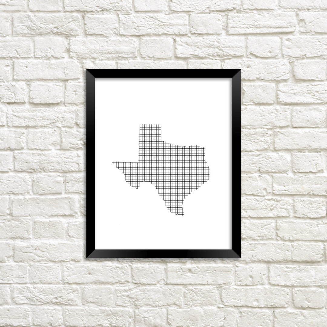 Texas Digital Print, Grid Printable, Texas Wall Print, Grid Wall Print ...