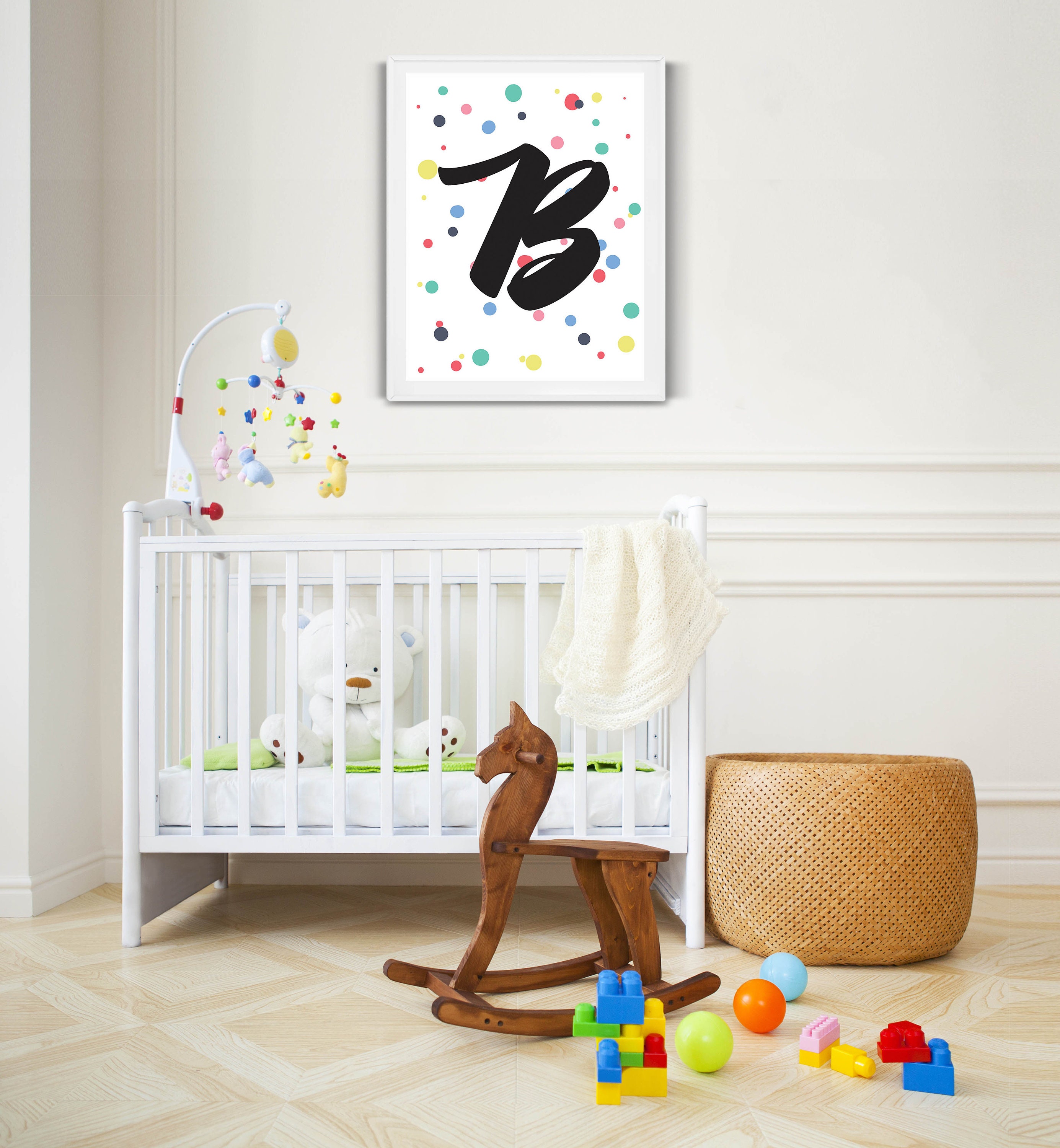 Letter B Print Nursery Art Polka Dot Letter Nursery Decor - Etsy