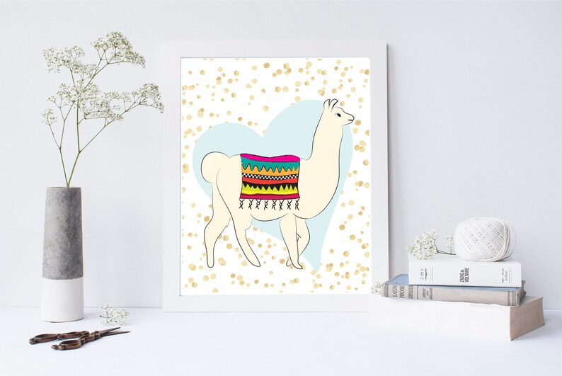 Llama Wall Print, Llama Wall Art, Llama Nursery Art, Llama Nursery ...