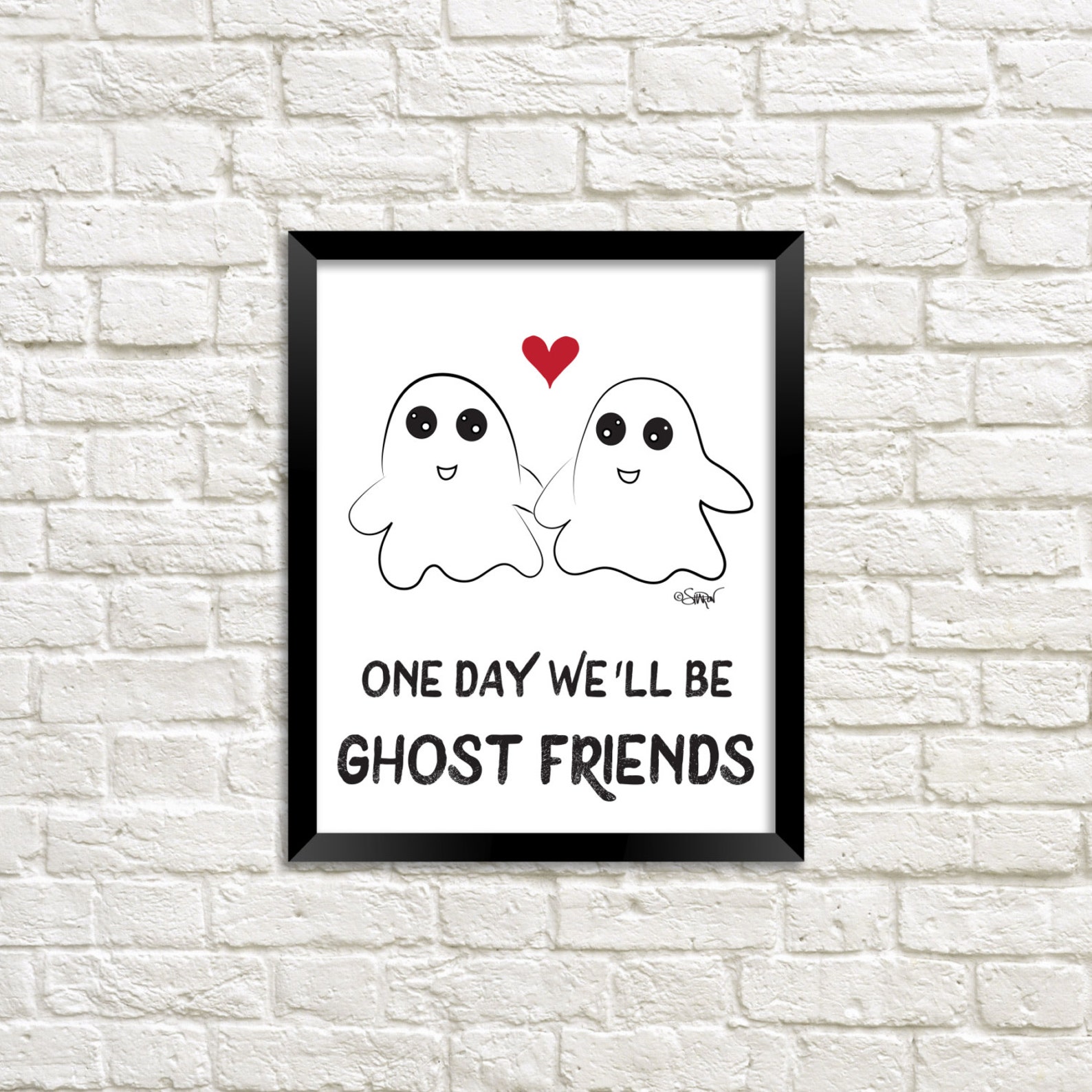 Friends Forever Print, Best Friend Printable, Ghost Illustration, Ghost ...