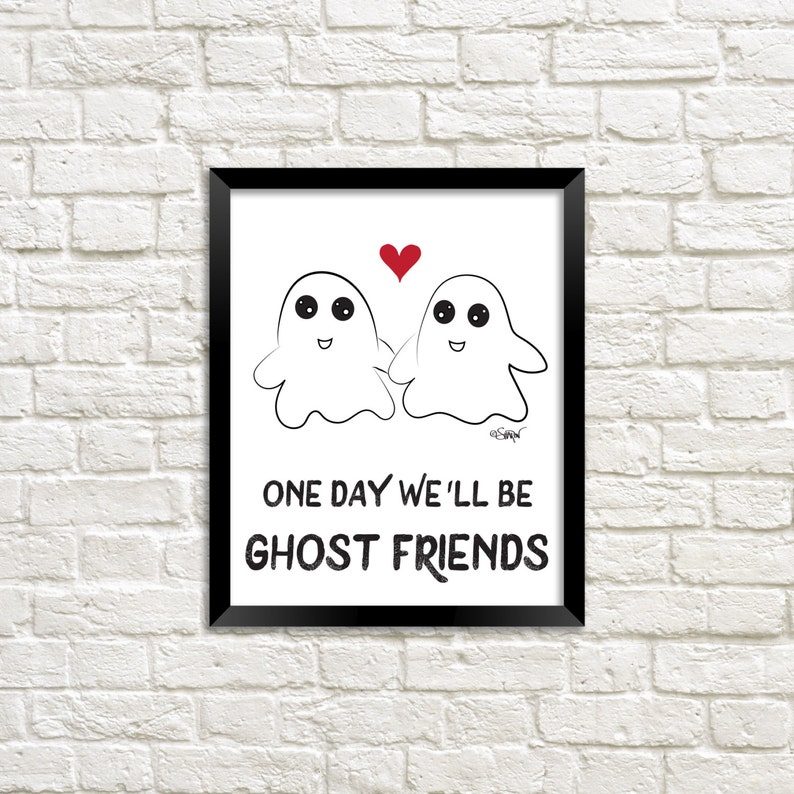 Friends Forever Print, Best Friend Printable, Ghost Illustration, Ghost ...