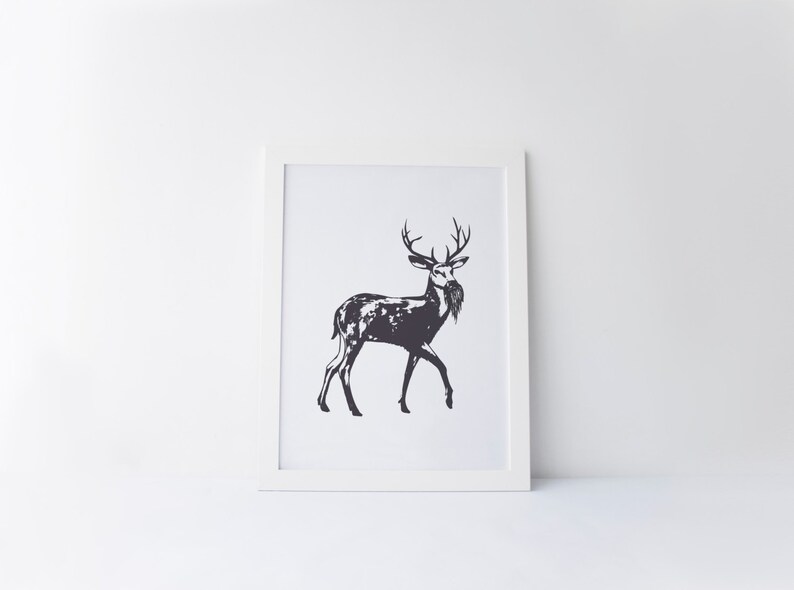 Bearded Buck Print, Instant Printable Art, Deer Print, Deer Wall Art ...