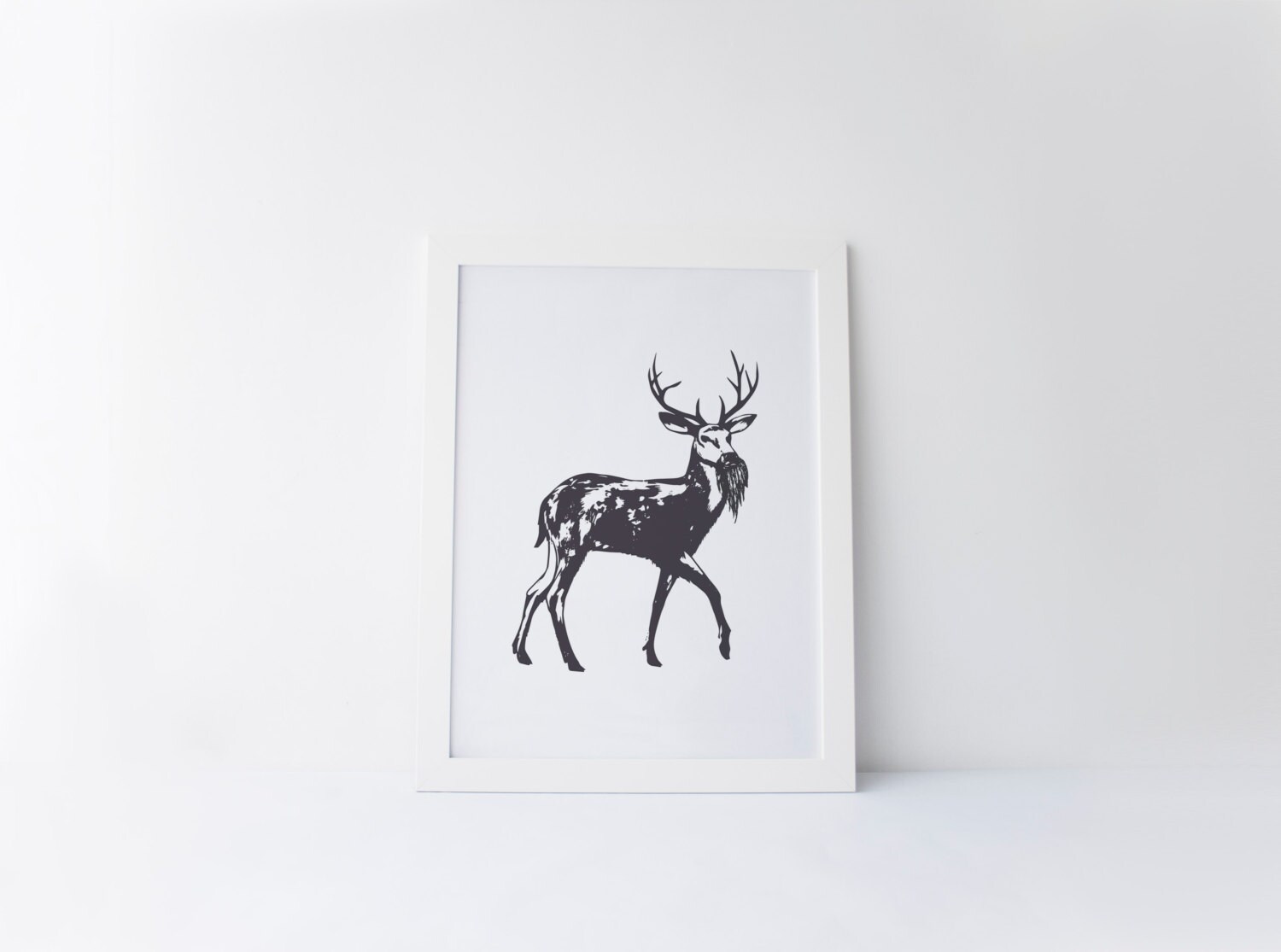 Bearded Buck Print, Instant Printable Art, Deer Print, Deer Wall Art ...