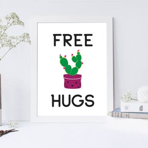 Free Hugs Cactus Poster, Cactus Poster, Cactus Print, Free Hugs Cactus ...