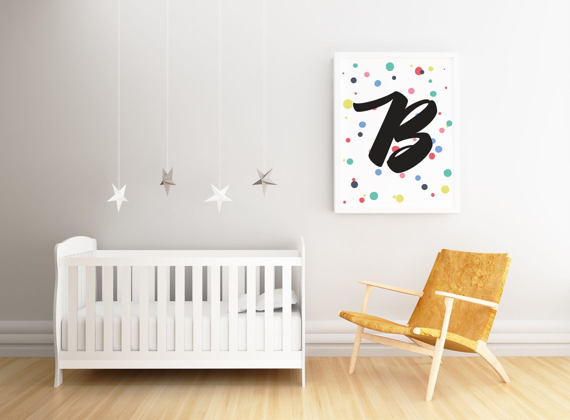 Letter B Print Nursery Art Polka Dot Letter Nursery Decor - Etsy