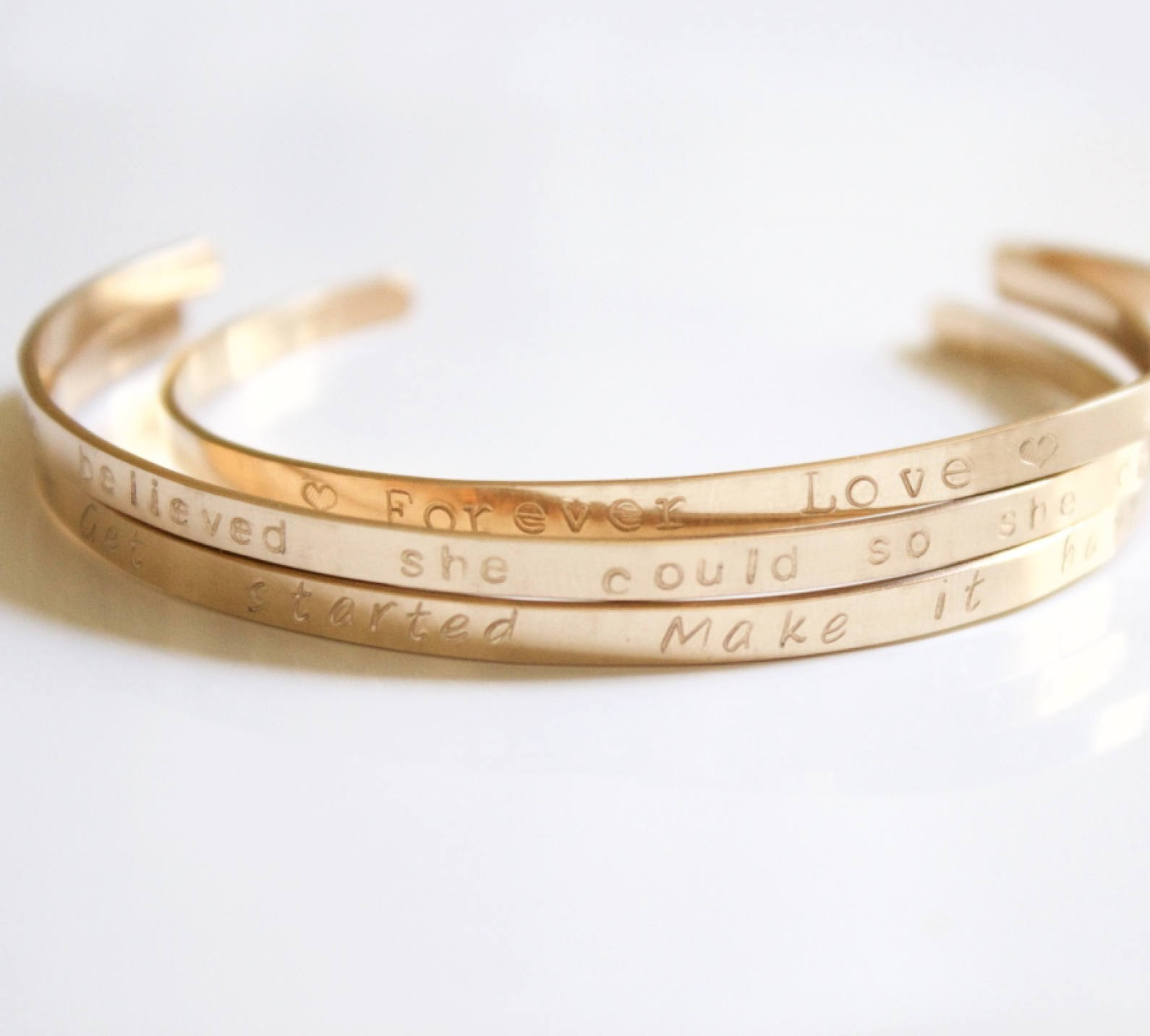 Personalized Cuff Bracelet: Engraved Quote, 14k Gold Filled or Sterling ...