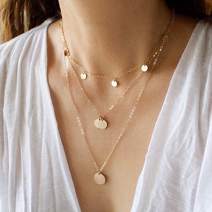 Set of 3 Layering//personalized Disc Necklace// - Etsy