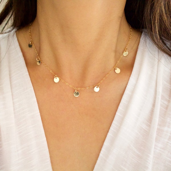 Gold Disc Necklace - Etsy