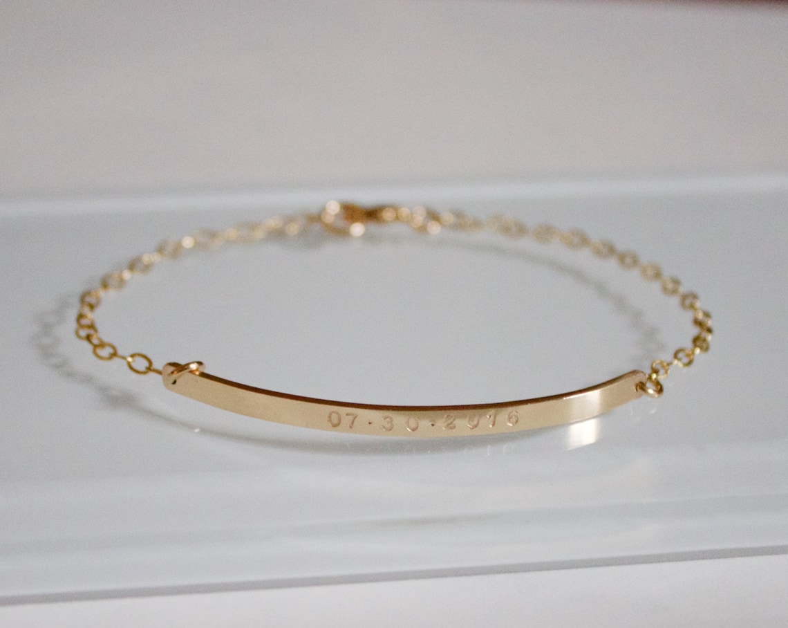 Personalized Bar Bracelet Gold Name Plate Bracelet Roman - Etsy