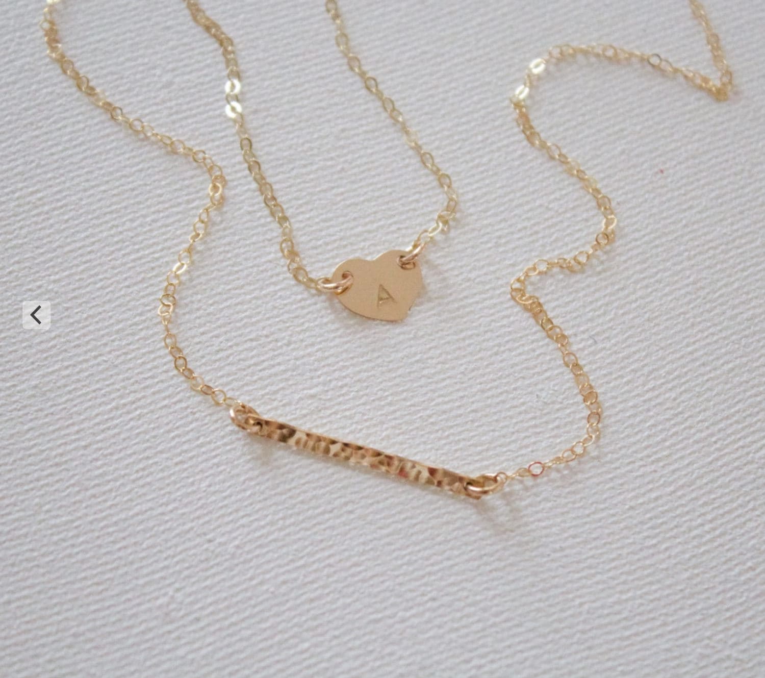 Bar and Heart Layering Necklace//personalized Tiny Bar - Etsy