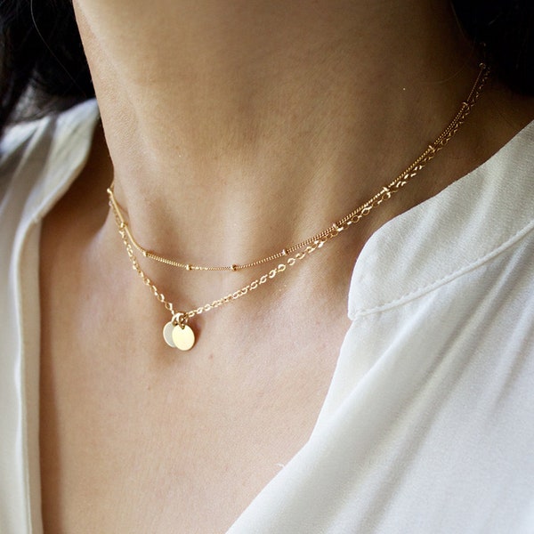 Gold Disc Necklace - Etsy