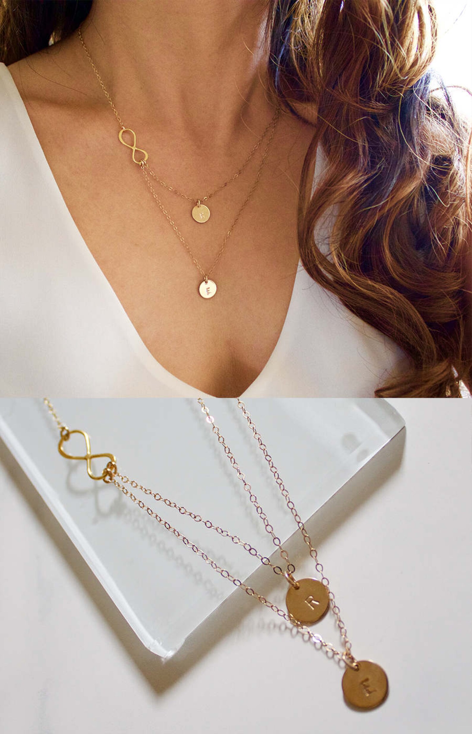 Layered Infinity and Initials Necklace//engraved Two Initials - Etsy