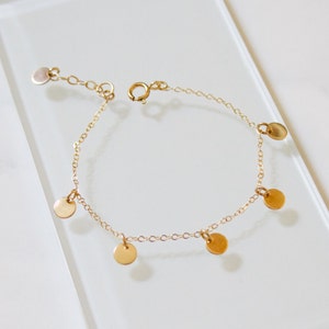 Tiny Gold Coin Bracelet//multi Disc Bracelet//gold Drop Disc Bracelet ...