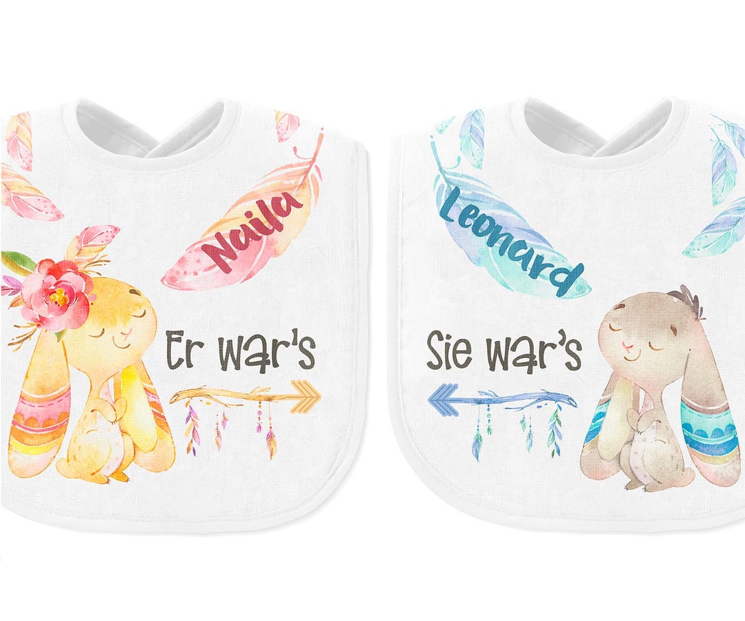 Bib Twins Pair Twins Drool Bibs in a Set of 2 With Name - Etsy