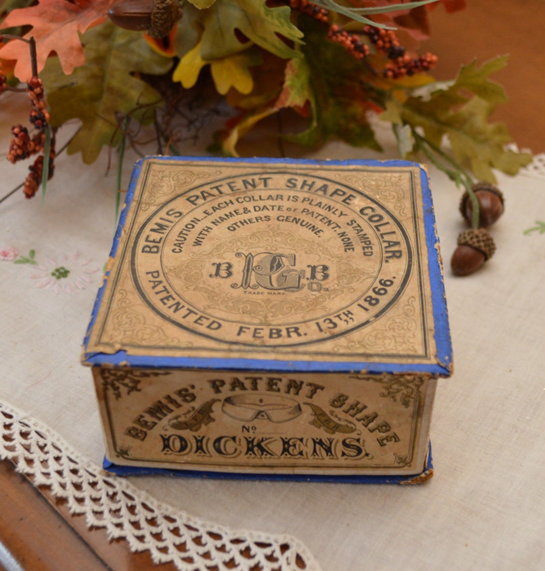 Vintage Bemis Paper Collar Box, Antique Paper Box, Dickens Collar Box ...
