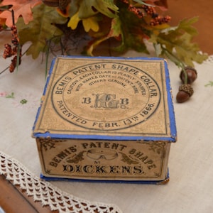 Vintage Bemis Paper Collar Box, Antique Paper Box, Dickens Collar Box ...
