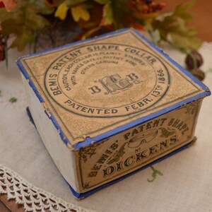 Vintage Bemis Paper Collar Box, Antique Paper Box, Dickens Collar Box ...