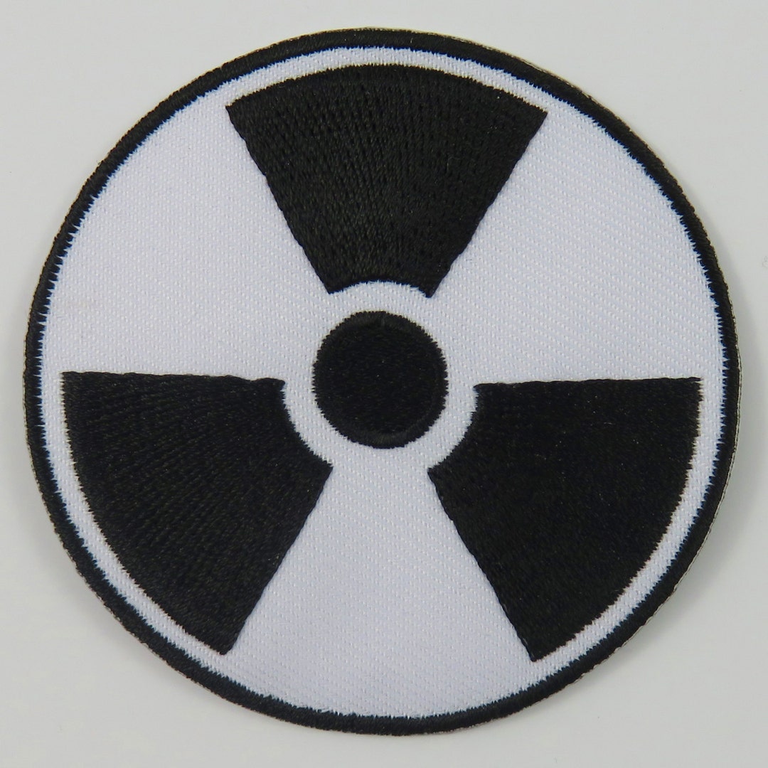 Nuclear Radiation Symbol/sign (white) Iron On/ Sew on Cloth Patch Badge ...