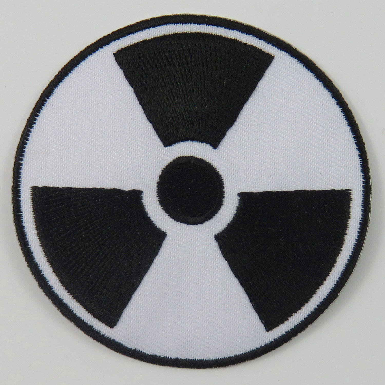 Nuclear Radiation Symbol/sign white Iron On/ Sew on Cloth Patch Badge ...