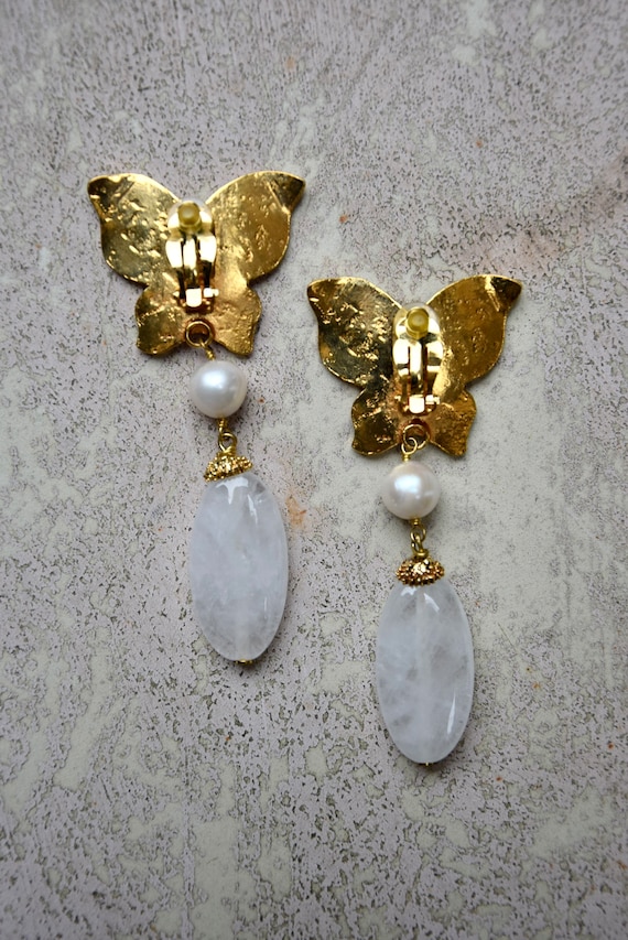 YVES SAINT LAURENT 1970 Butterfly and Rock Crystal Ea… - Gem