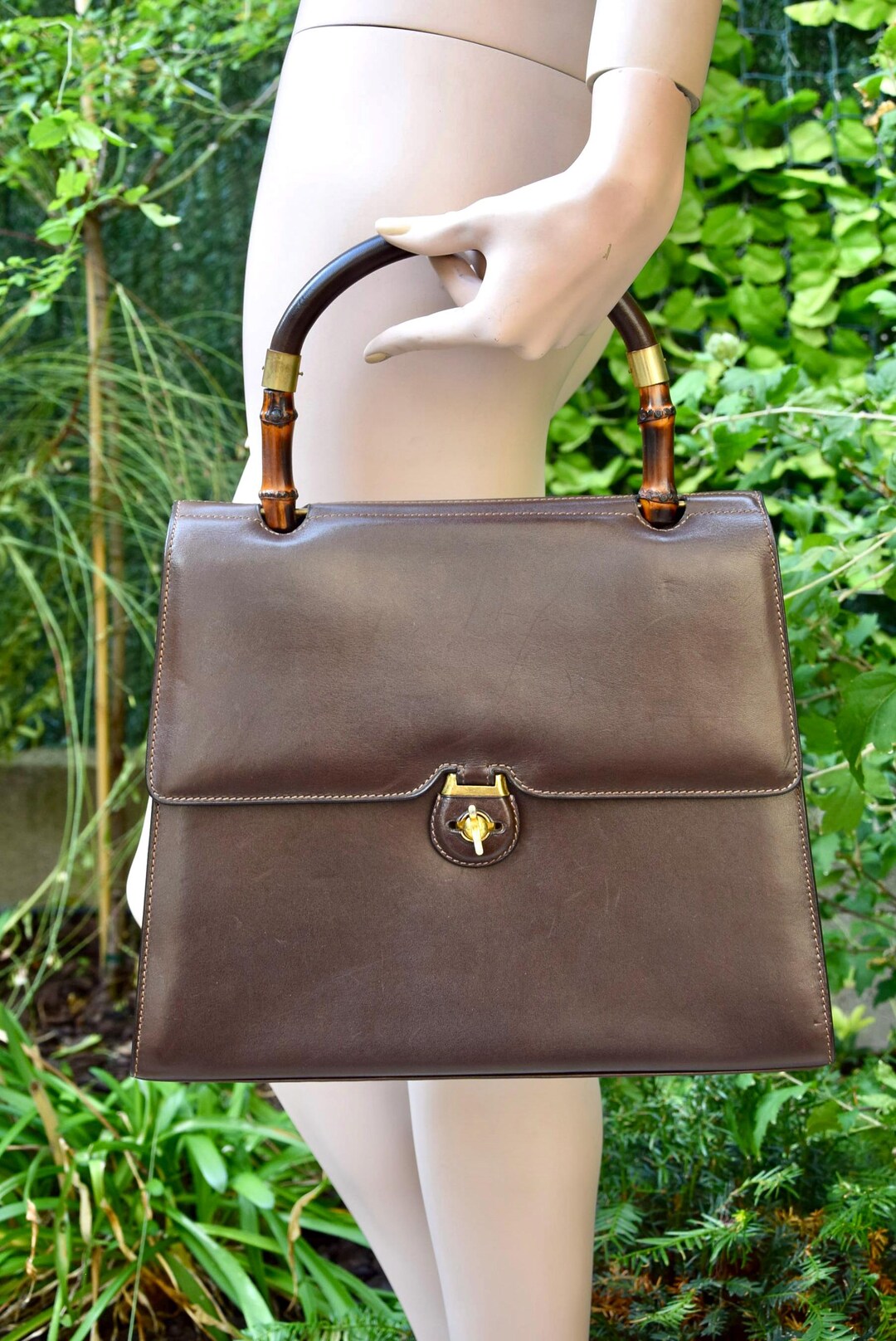 GUCCI 1950 Bamboo Brown Handbag - Etsy
