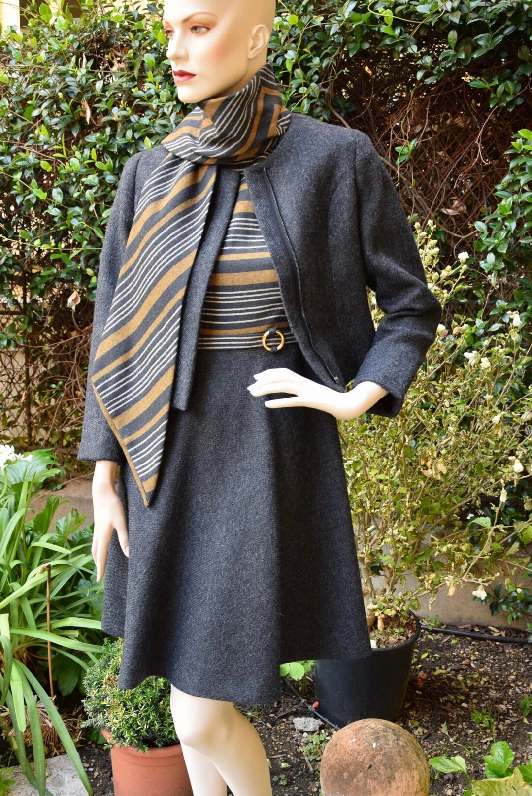 PIERRE BALMAIN 1960 " FLORILÈGE " Three Pieces Set : Dress, Jacket ...