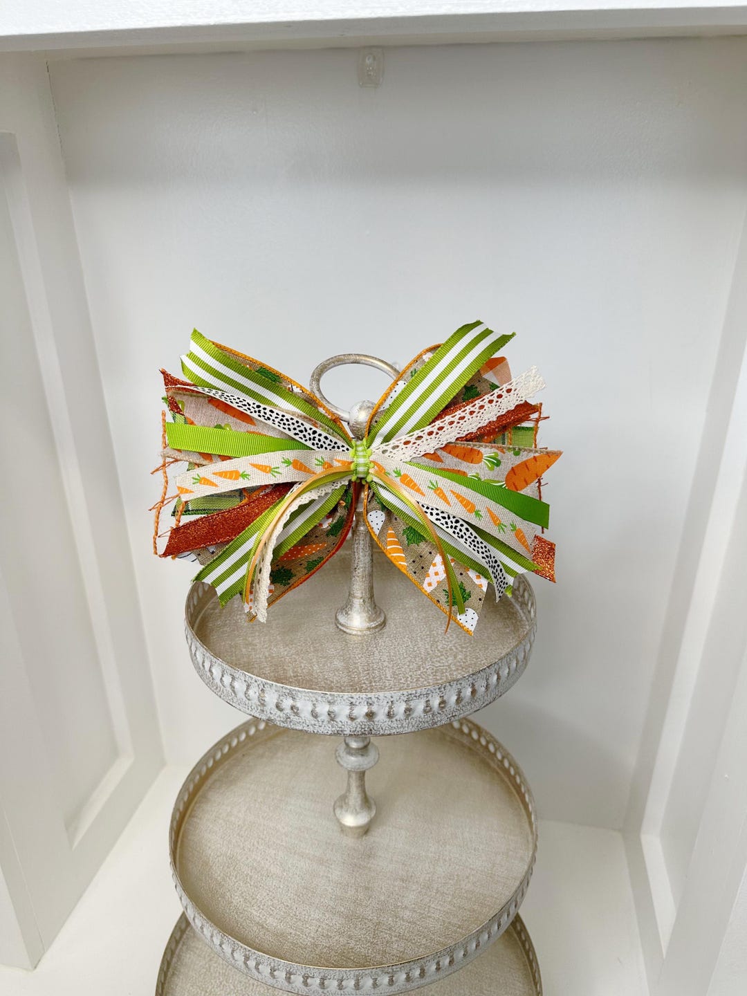 Carrot Patch Spring Bow, Easter Carrot Bow for Tiered Tray, Gift Bow ...