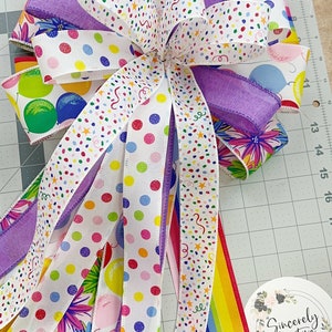 Happy Birthday Bow for Front Door, Rainbow Bow, Lantern Bow, Wreath Bow ...
