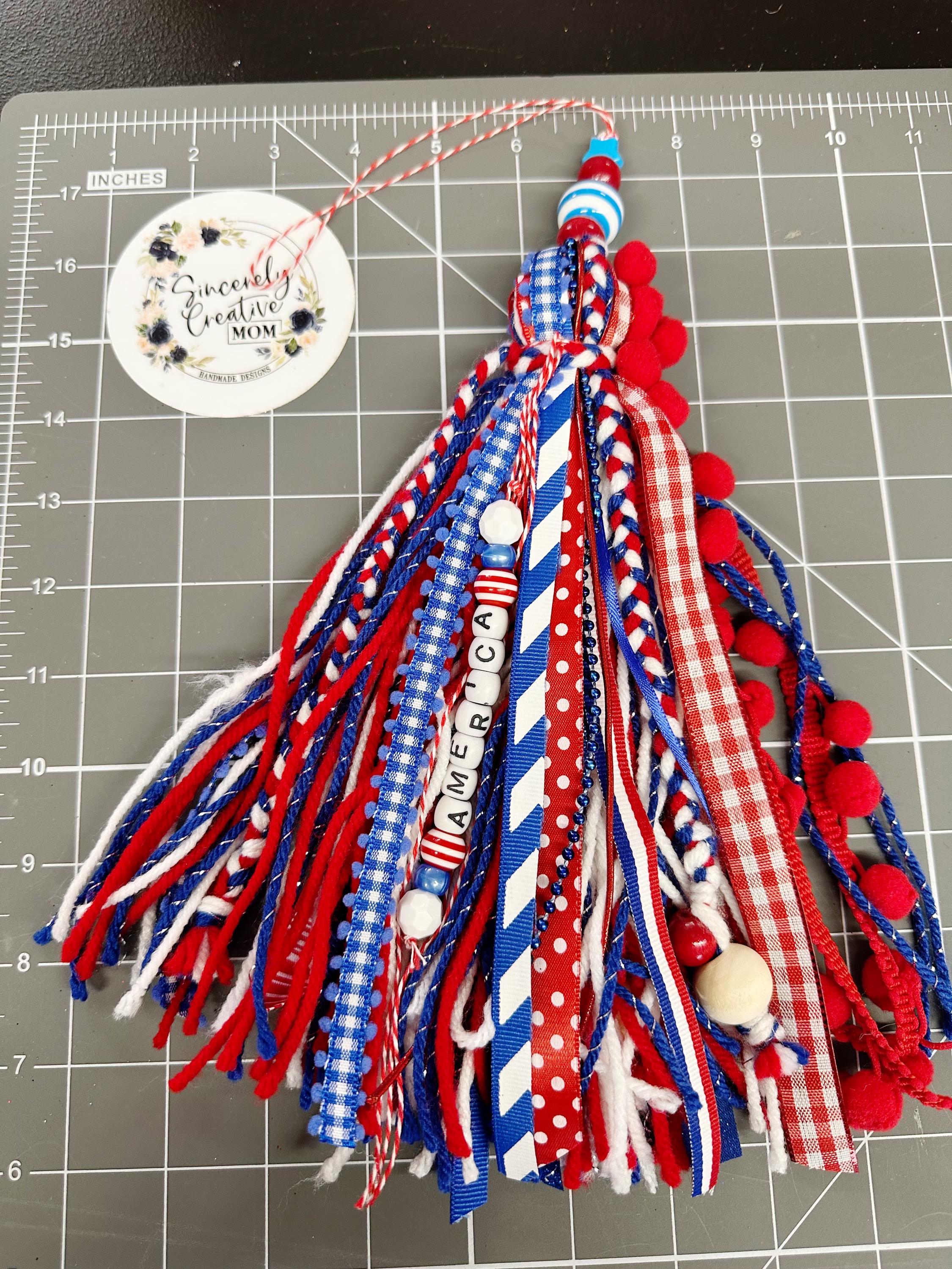 Red, White and Boom Handmade Tassel, Patriotic Americana Door Decor ...