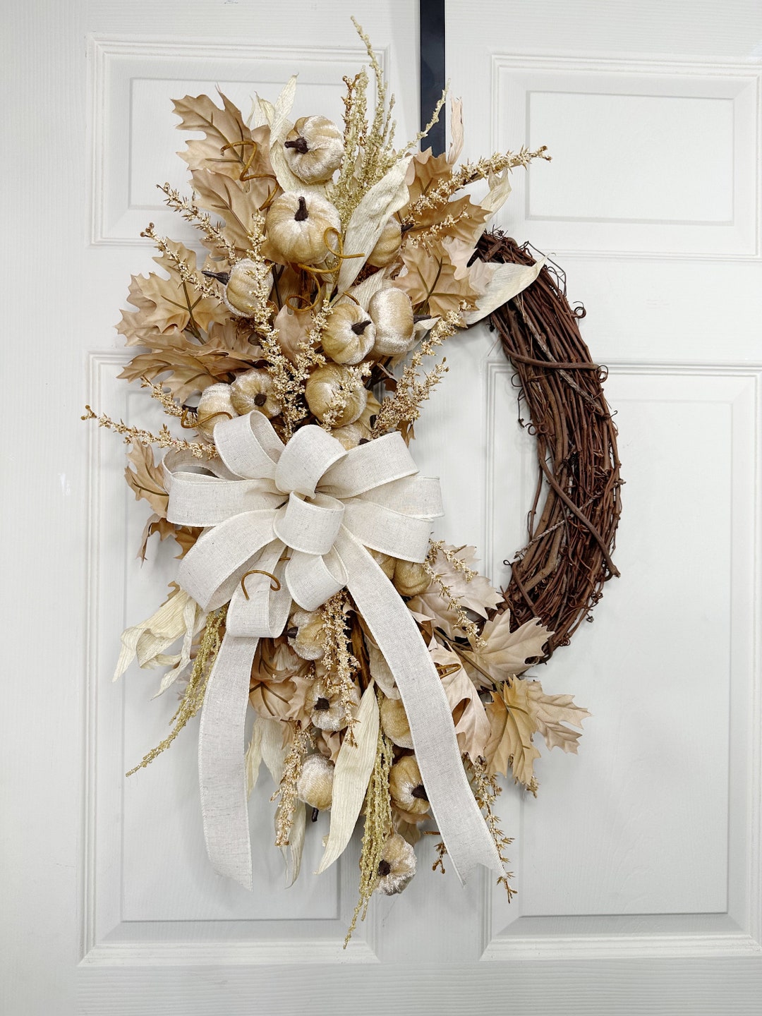 Fall Pumpkin Wreath for Front Door, Fall Decor, Hello Fall ...