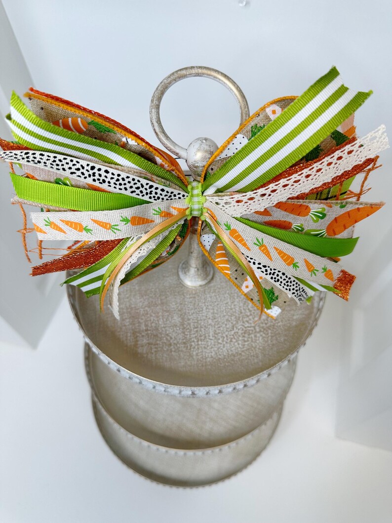 Carrot Patch Spring Bow, Easter Carrot Bow for Tiered Tray, Gift Bow ...