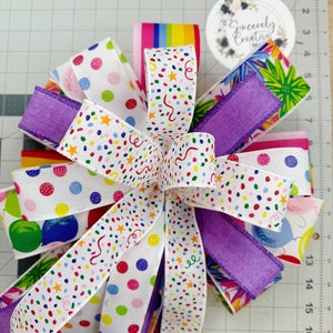 Happy Birthday Bow for Front Door, Rainbow Bow, Lantern Bow, Wreath Bow ...