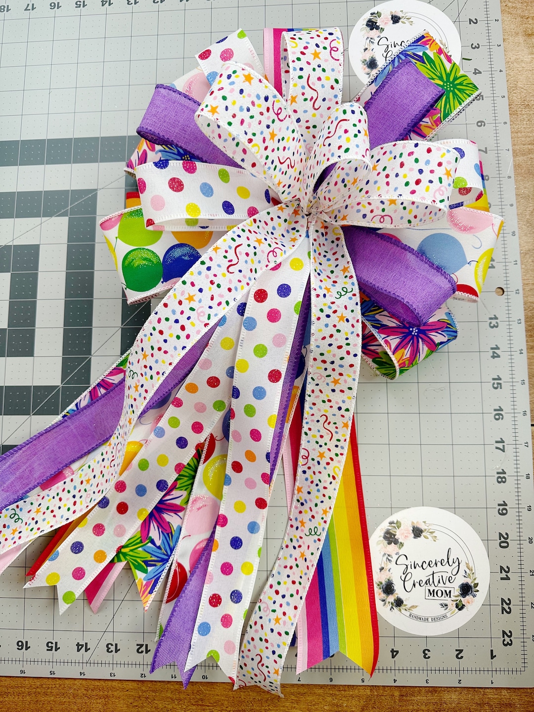 Happy Birthday Bow for Front Door, Rainbow Bow, Lantern Bow, Wreath Bow ...