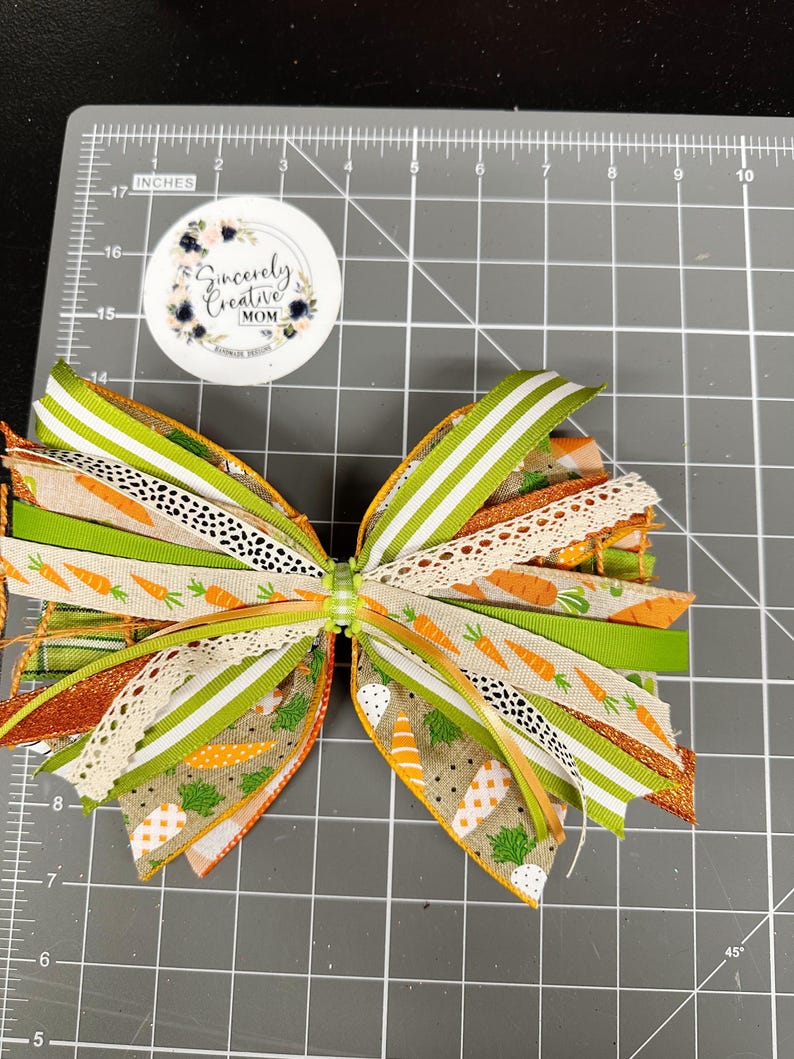 Carrot Patch Spring Bow, Easter Carrot Bow for Tiered Tray, Gift Bow ...