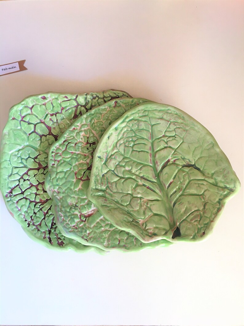 Collection of Two Ceramic Plates Cabbage Leaves // Handmade Cabbage ...
