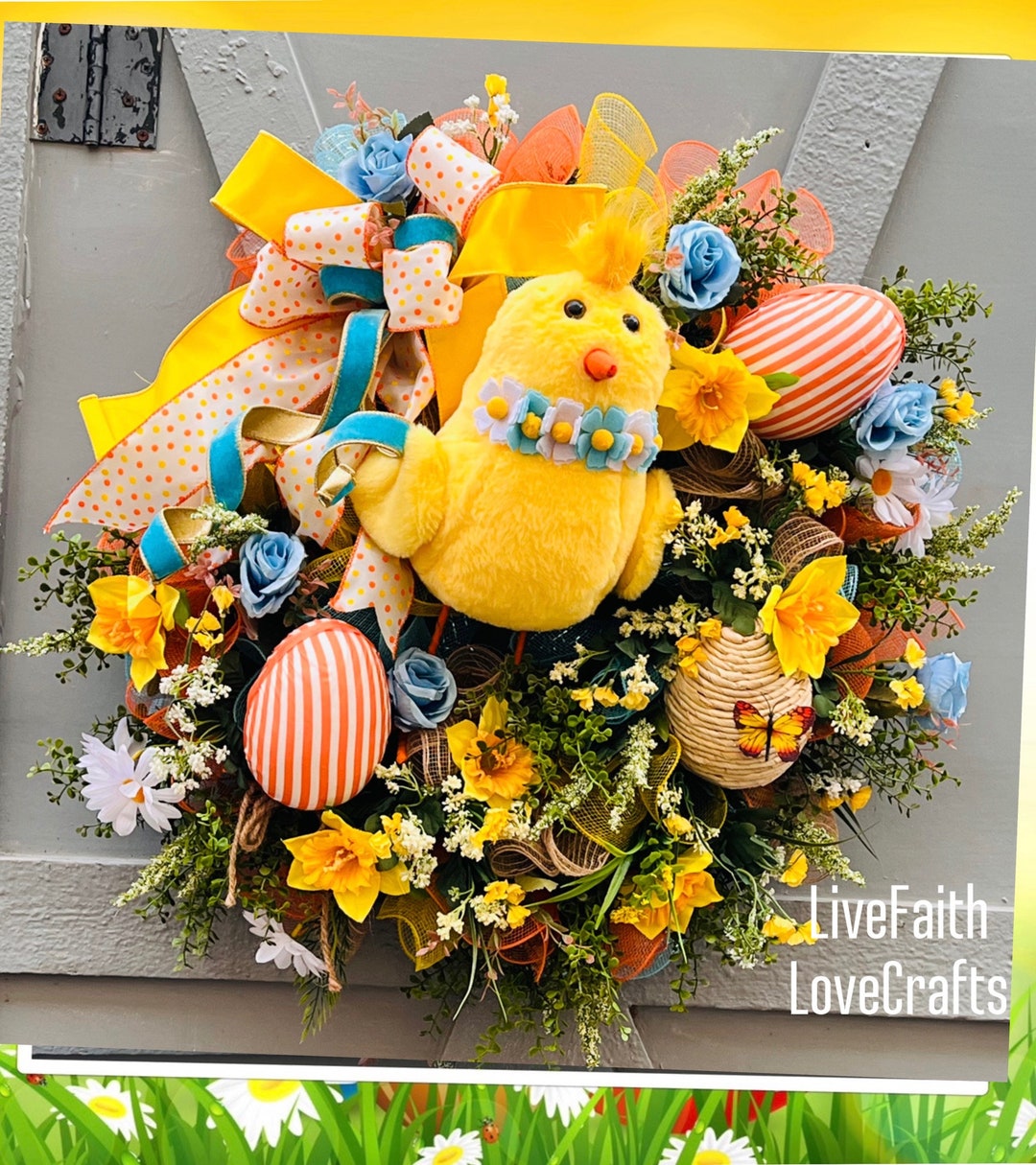 Spring Wreath, Easter Wreath, Chick Wreath, Spring Decor, Easter Decor ...