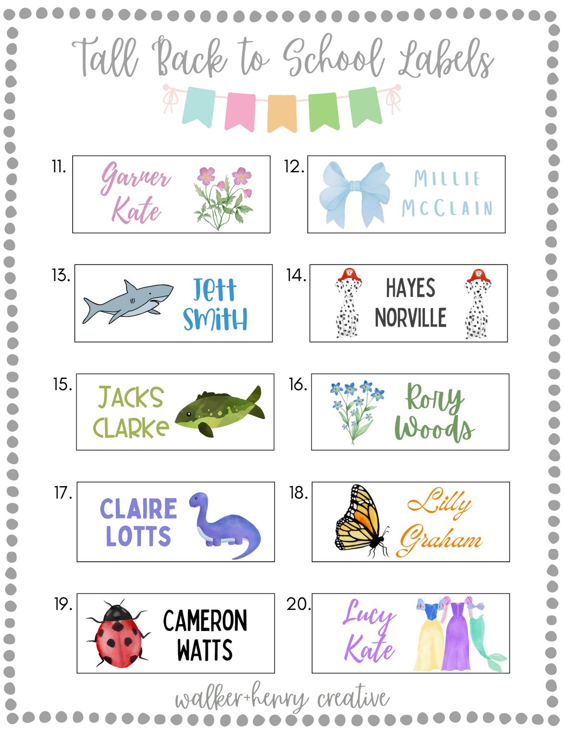 School Supply Labels - Back to School Labels - Kids Labels - Etsy
