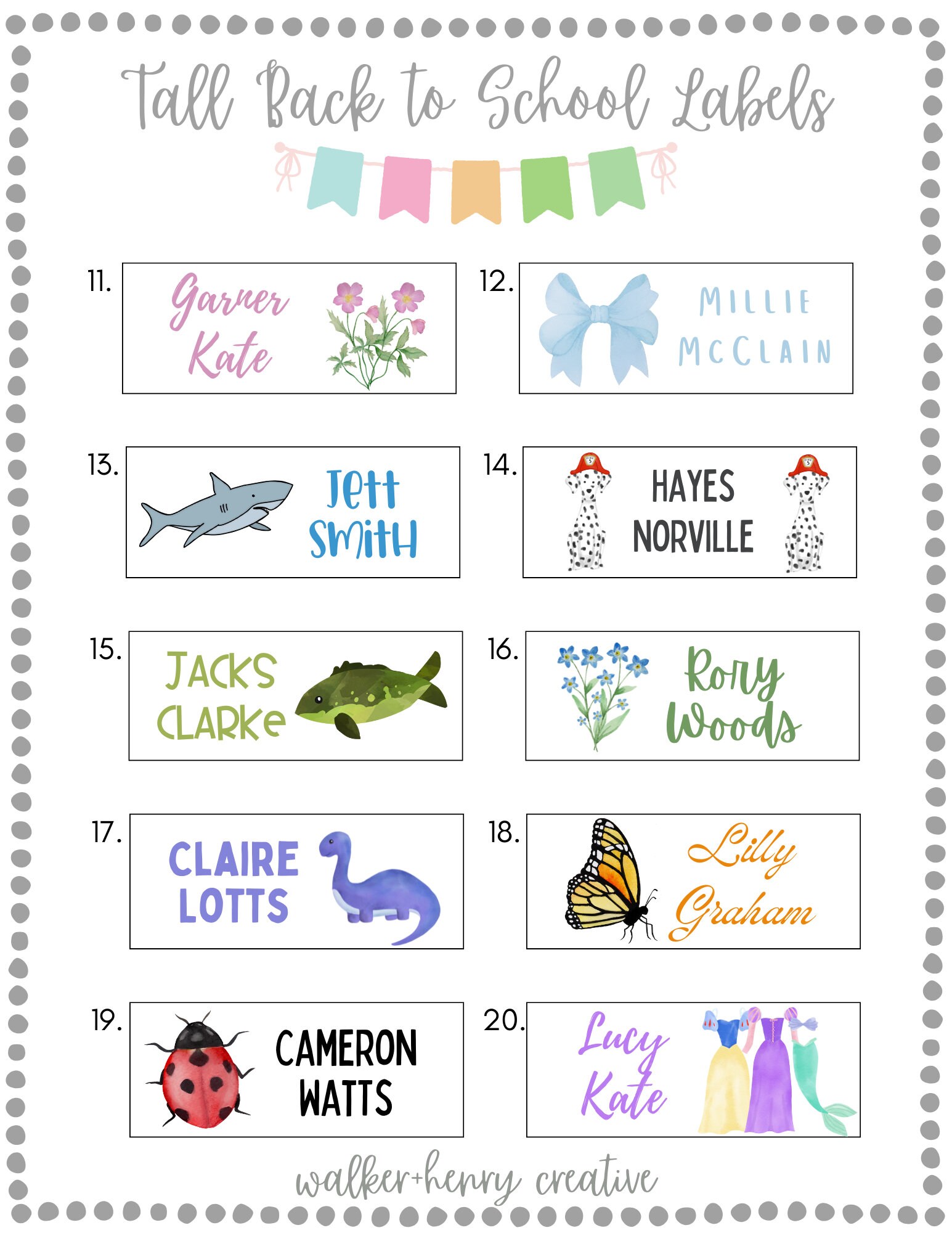 School Supply Labels - Back to School Labels - Kids Labels - Etsy
